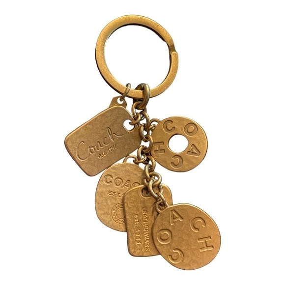 Coach | Accessories | Coach Nwot Gold Heavy Hammered Keychain Retired ...